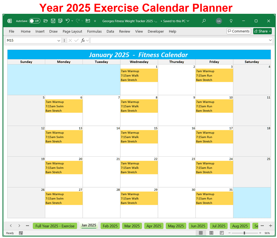 2025 Calendar Spreadsheet: Printable and Editable Planner in Excel ...