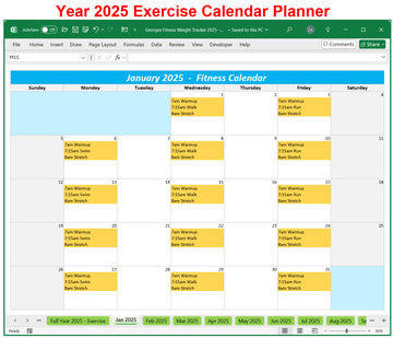 2025 Calendar Spreadsheet: Printable and Editable Planner in Excel ...