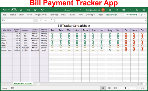 Bill Tracker App | Monthly Payment Planner | Excel Spreadsheet ...