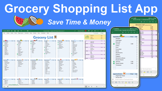 Grocery List App: Add Prices & Set Groceries Budget: iPhone Android PC ...