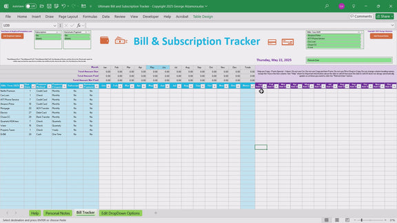 The Ultimate Bill and Subscription Tracker Spreadsheet ...