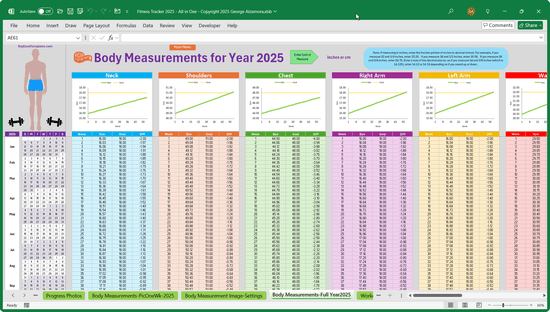 Body Measurements Tracker: Great for Bodybuilding & Personal Trainers ...