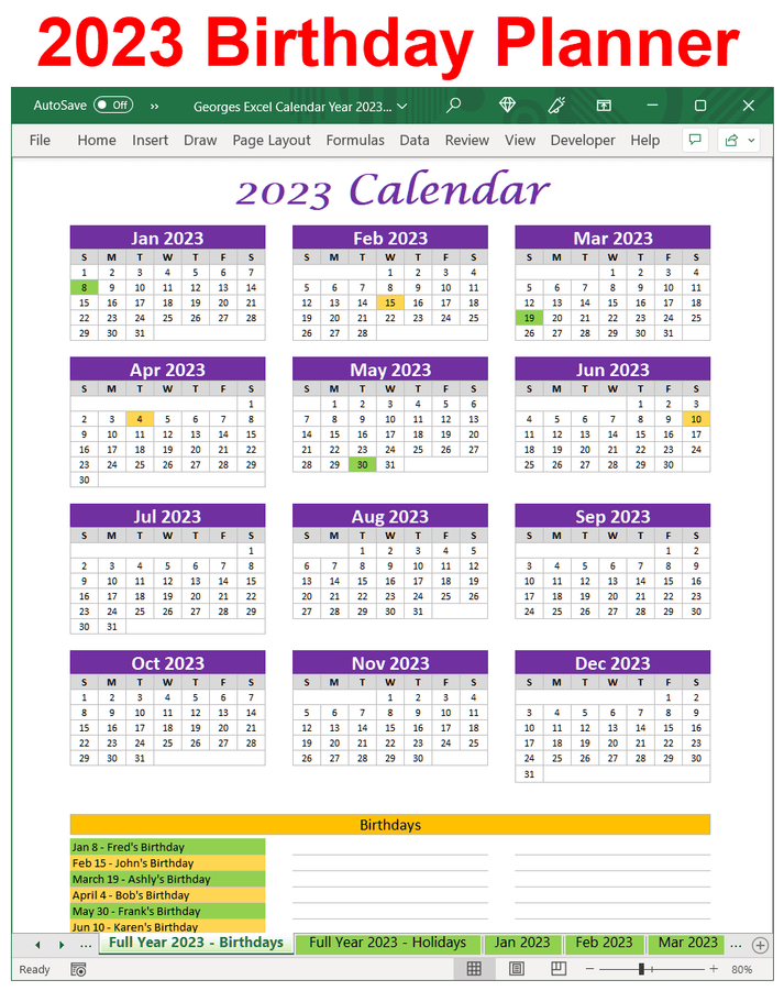 Printable 2023 Calendar Spreadsheet: Downloadable Excel Templates ...