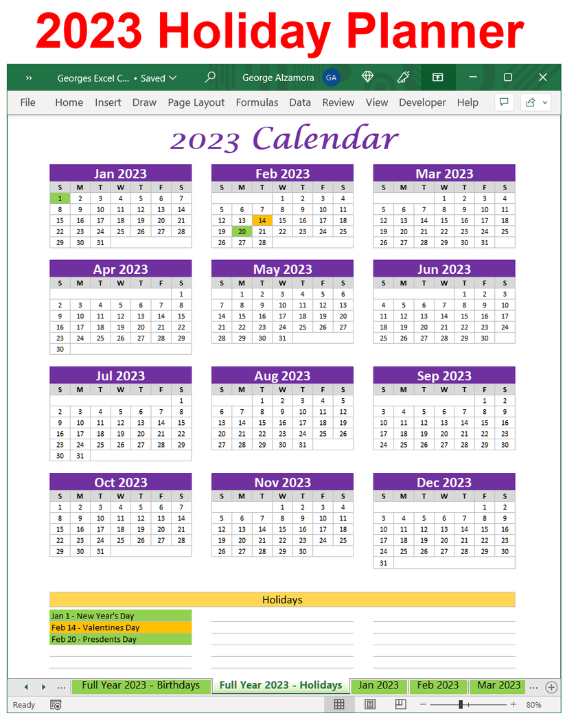 Printable 2023 Calendar Spreadsheet: Downloadable Excel Templates ...