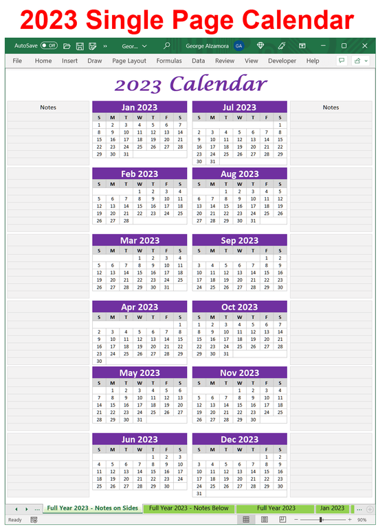 Printable 2023 Calendar Spreadsheet: Downloadable Excel Templates ...