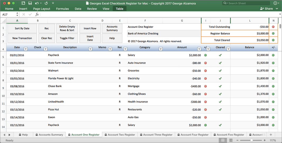 Checkbook Spreadsheet Split Transactions | Visualize Income & Expenses ...