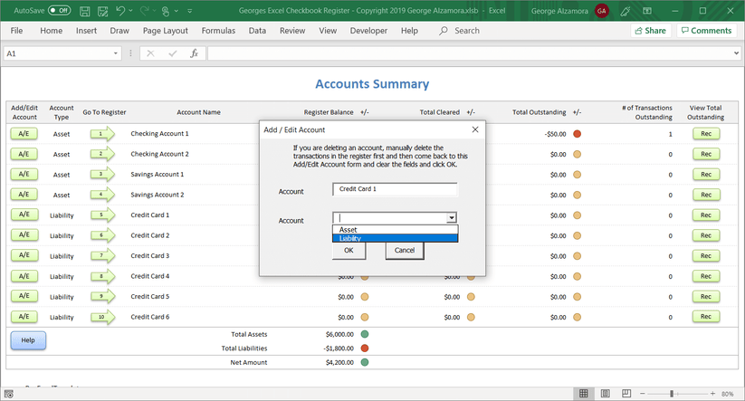 Excel Checkbook Register Spreadsheet – BuyExcelTemplates.com