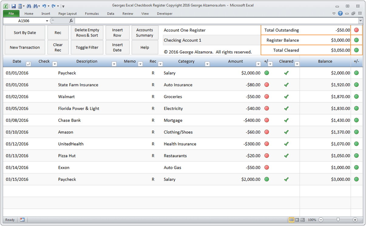 Best Selling Checkbook App Spreadsheet - Track and Reconcile in Excel ...