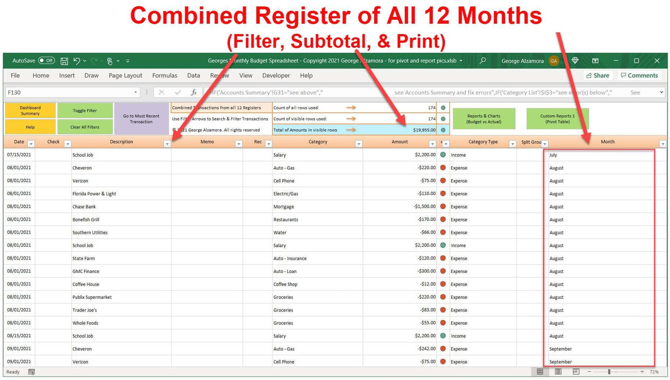 Family Budget Spreadsheet Excel | Track monthly inflows and outflows ...