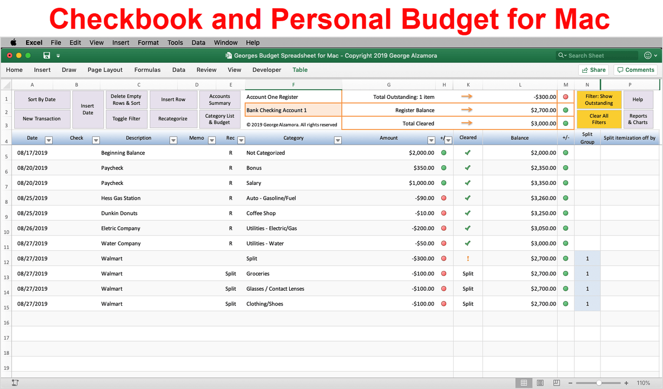 Mac budget software using Excel for Mac to manage personal finances ...