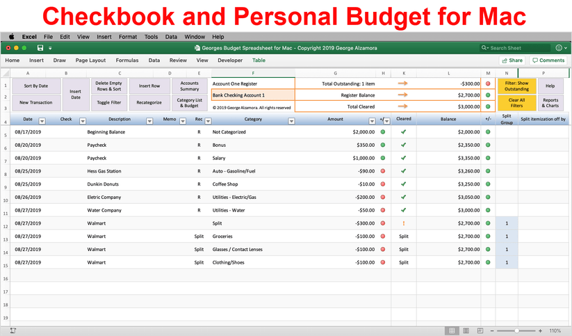 Mac budget software using Excel for Mac to manage personal finances ...