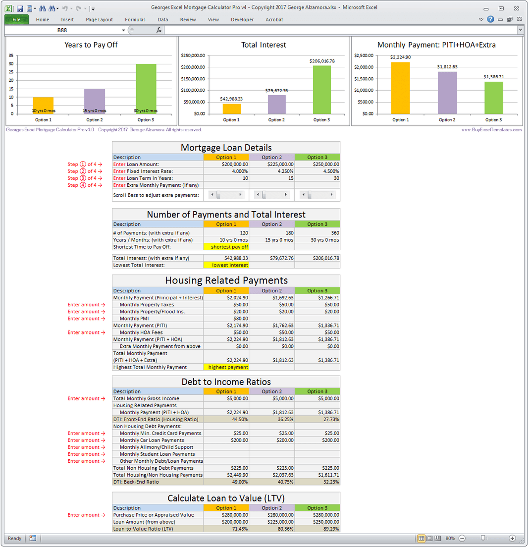 Excel Mortgage Calculator Spreadsheet for Home Loans ...