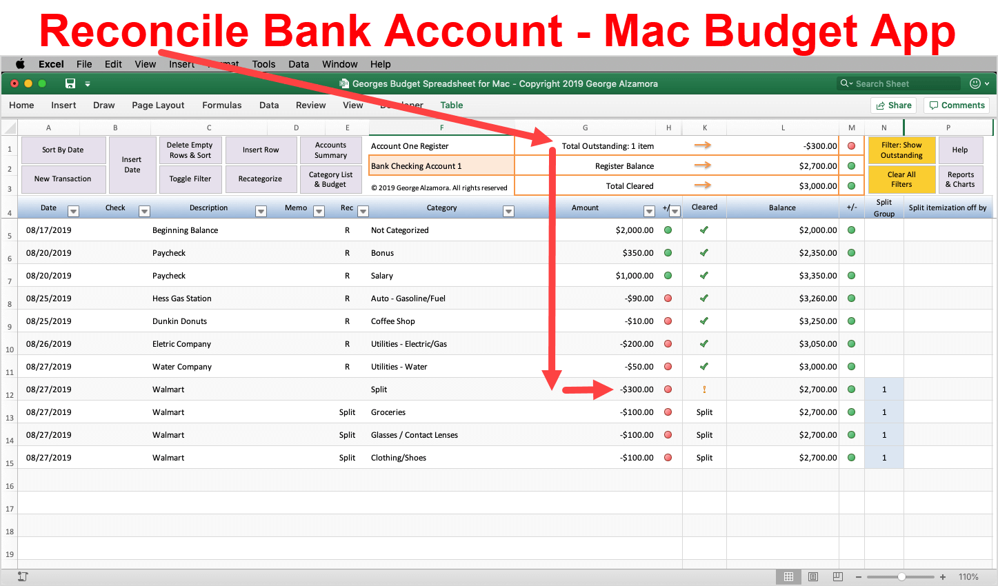 Mac budget software using Excel for Mac to manage personal finances ...