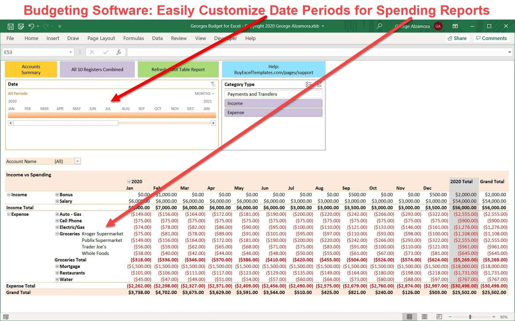 Wealth Management Spreadsheet Dashboard | Budgeting & Checkbook App ...
